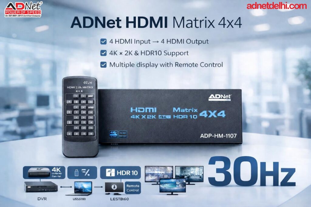 HDMI MATRIX SWITCH 4 IN 4 OUT 4K 30 Hz (ADP-HM-1107) - AD Net ...